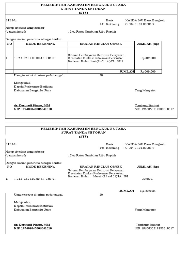 Slip Setoran 1 | PDF