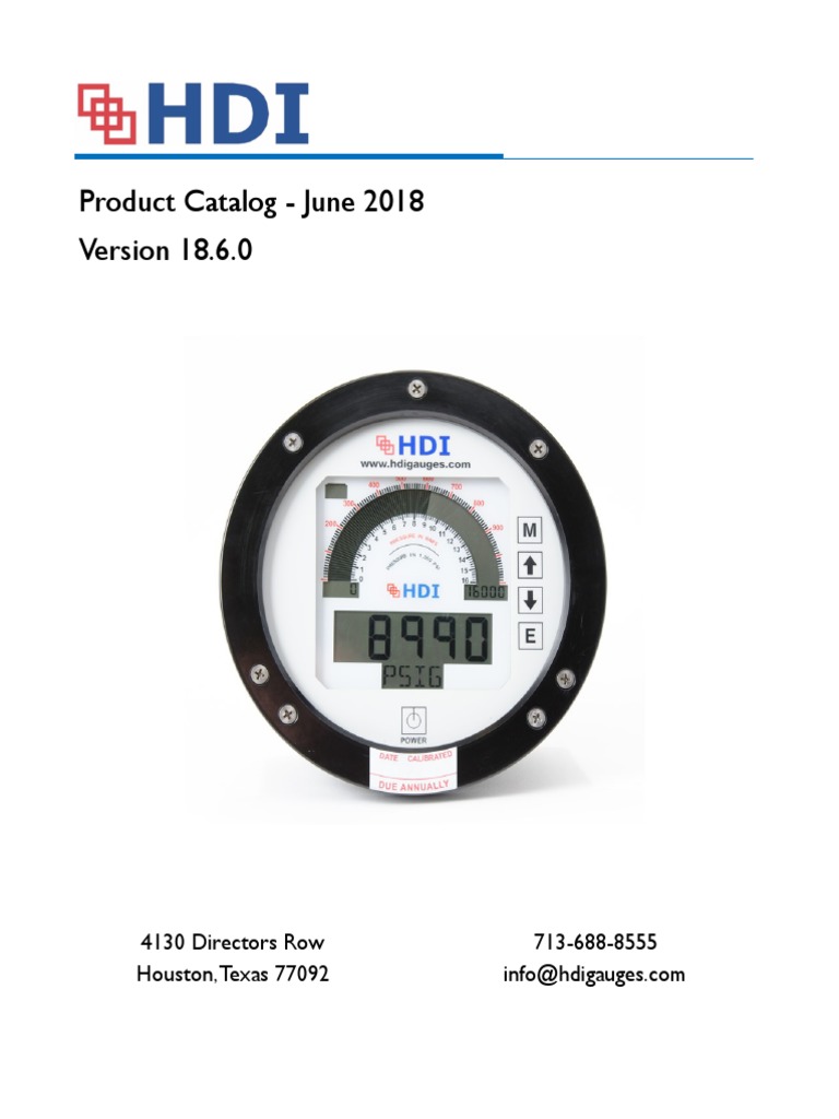 HDI Product Catalog-February 2017 | PDF | Instrumentation | Pressure ...
