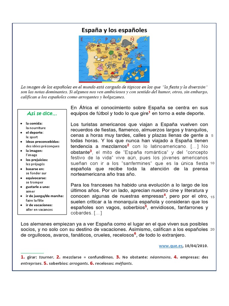 Tópicos sobre España y sus españoles | PDF | Estudios de idiomas ...