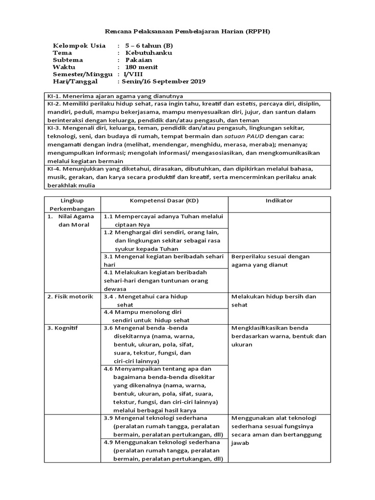 Contoh RPPH | PDF