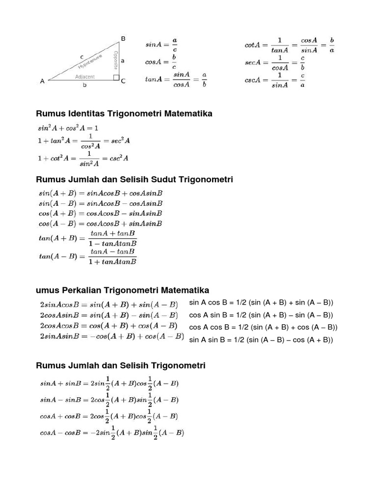 Rumus Identitas Trigonometri Matematika (Recovered) | PDF