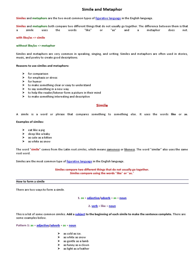 Simile and Metaphor | PDF | Metaphor | Noun