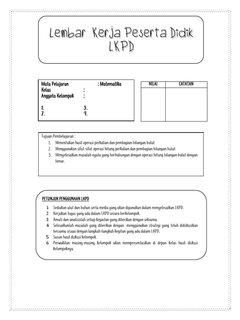 LKPD Perkalian Pembagian | PDF