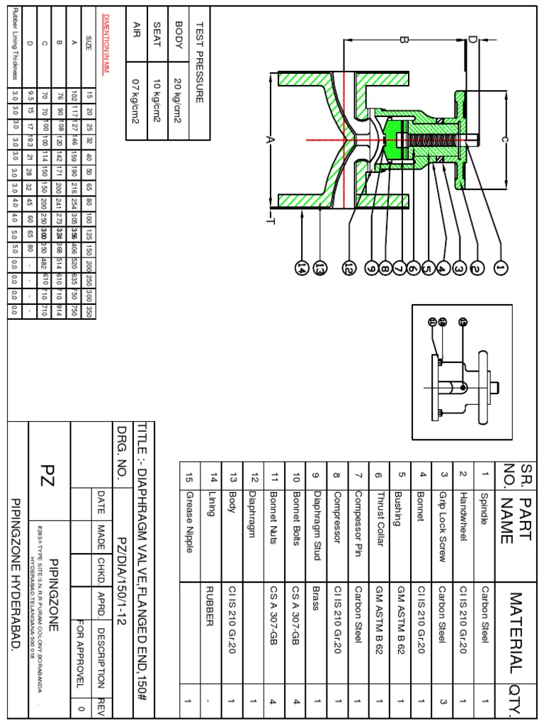 Diaphragm Valve Parts List | PDF | Valve | Screw