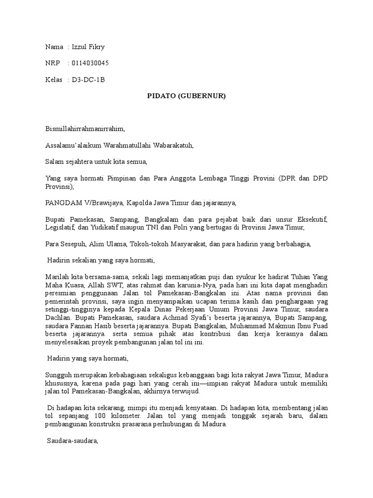 Contoh Pidato Peresmian Jalan | PDF