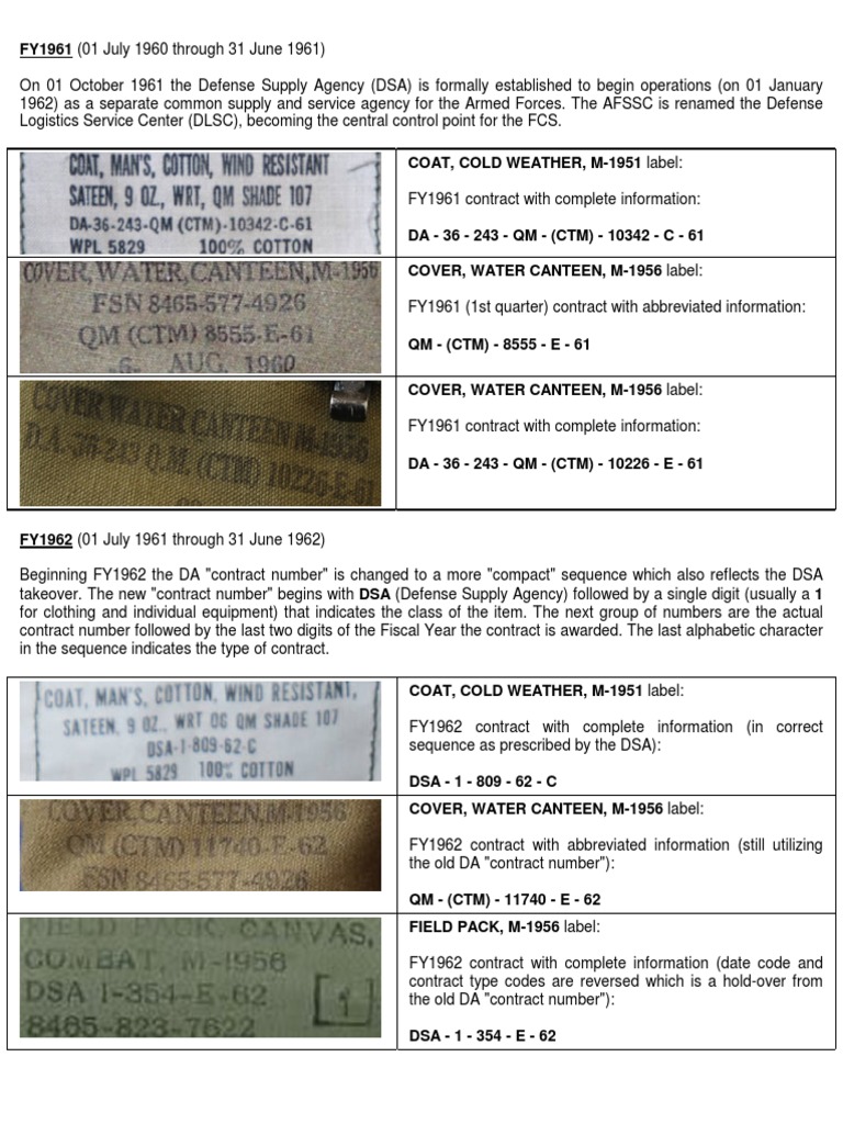 Understanding USGI Contract Numbers Part 5 of 9: 1961-1962 | PDF