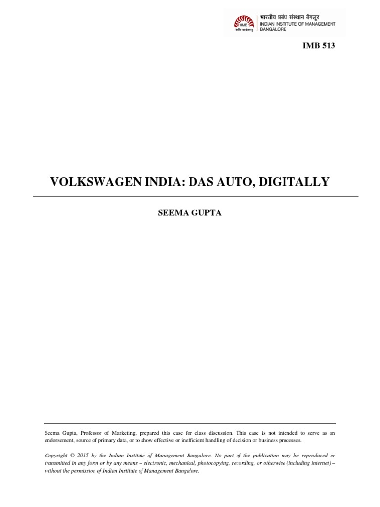 Volkswagon Case Study | PDF | Volkswagen Group | Search Engine Optimization