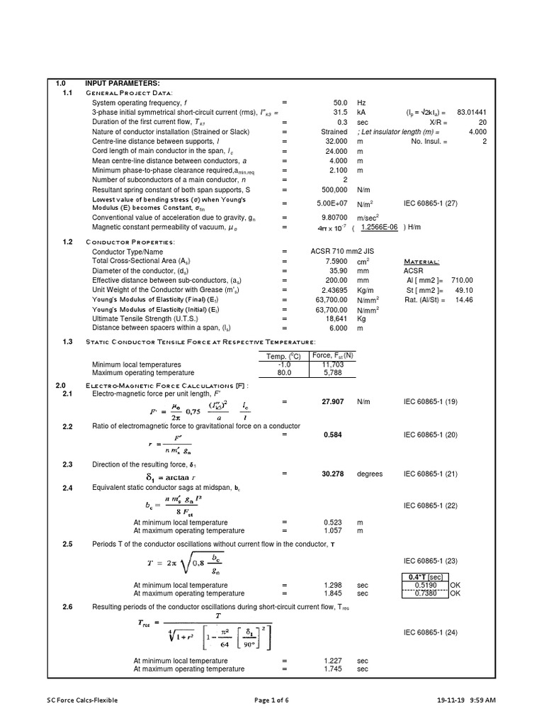 SCF Calculations Flexible Conductor 32m | PDF | Young's Modulus ...