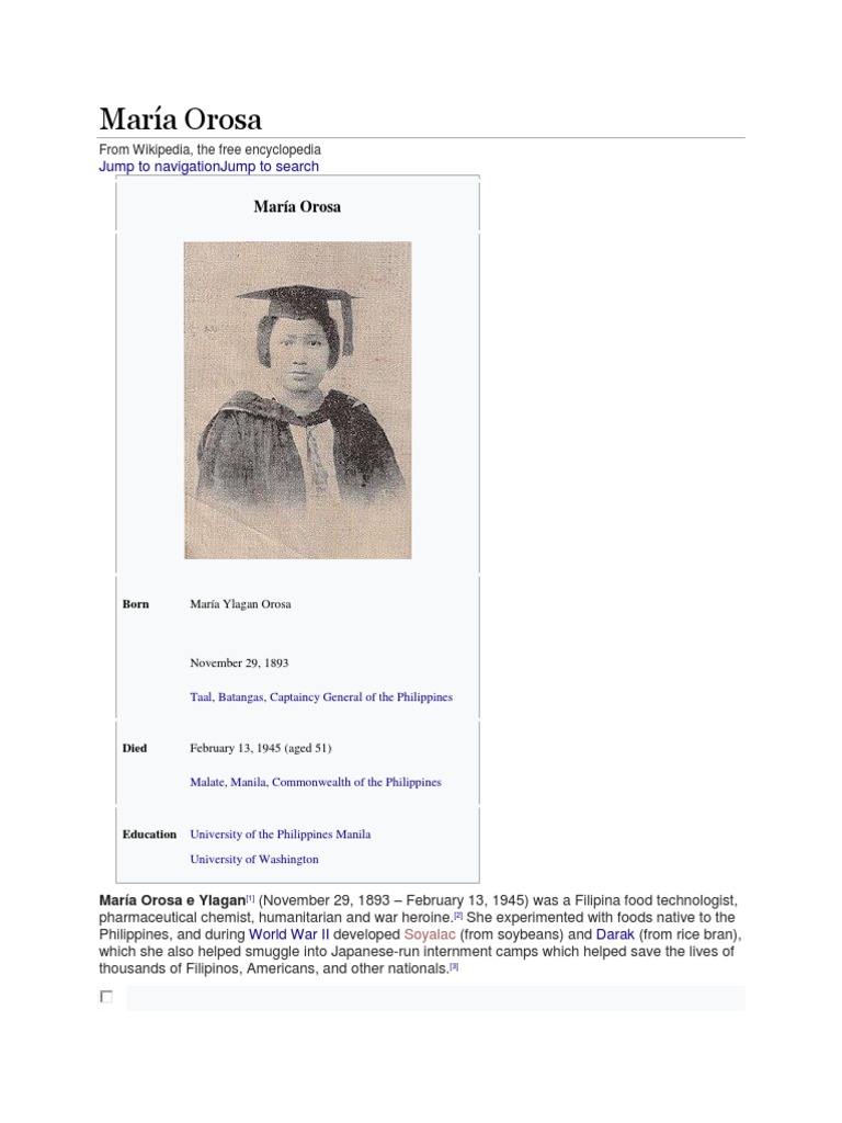 María Orosa Wiki | PDF | Food And Drink | Foods