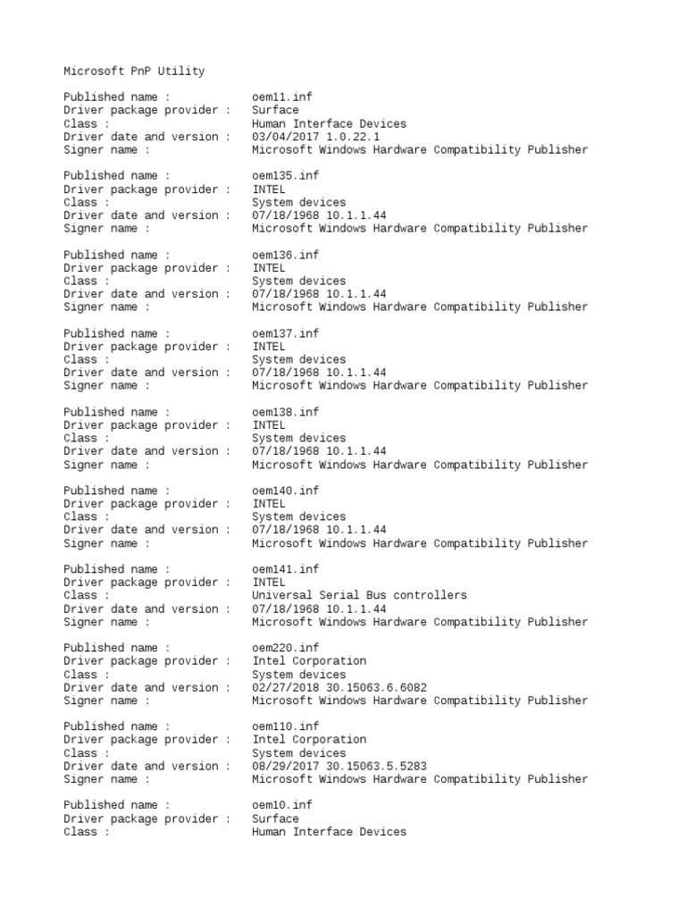 Microsoft PnP Utility Drivers Report | PDF | Device Driver | Microsoft ...