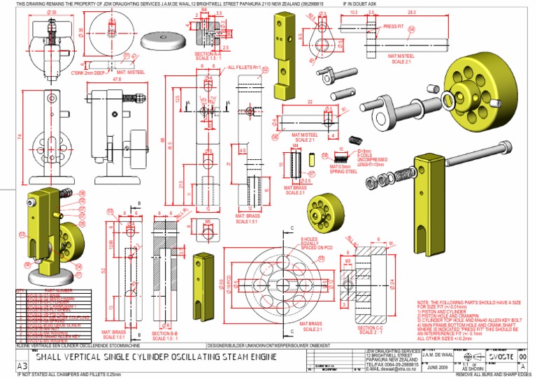 Single Cylinder Oscillating Steam Engine | PDF | Screw | Vehicle Technology