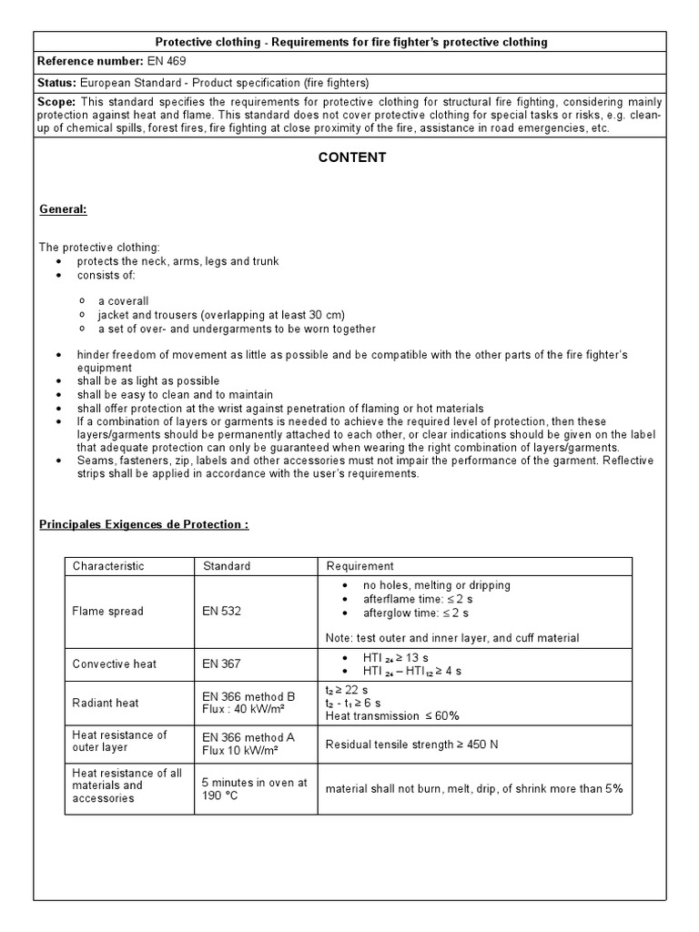Requirements for Protective Clothing Used in Structural Firefighting: A ...