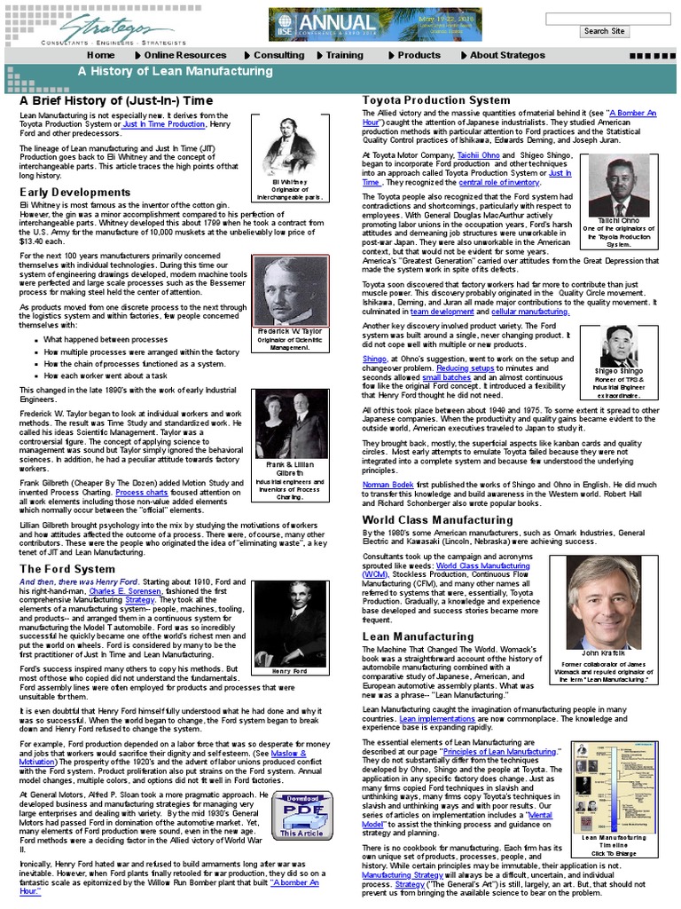 Brief History of Lean Manufacturing | Lean Manufacturing | Operations ...