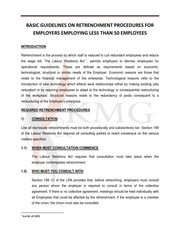 Basic Guidelines On Retrenchment Procedures For Employers Employing ...