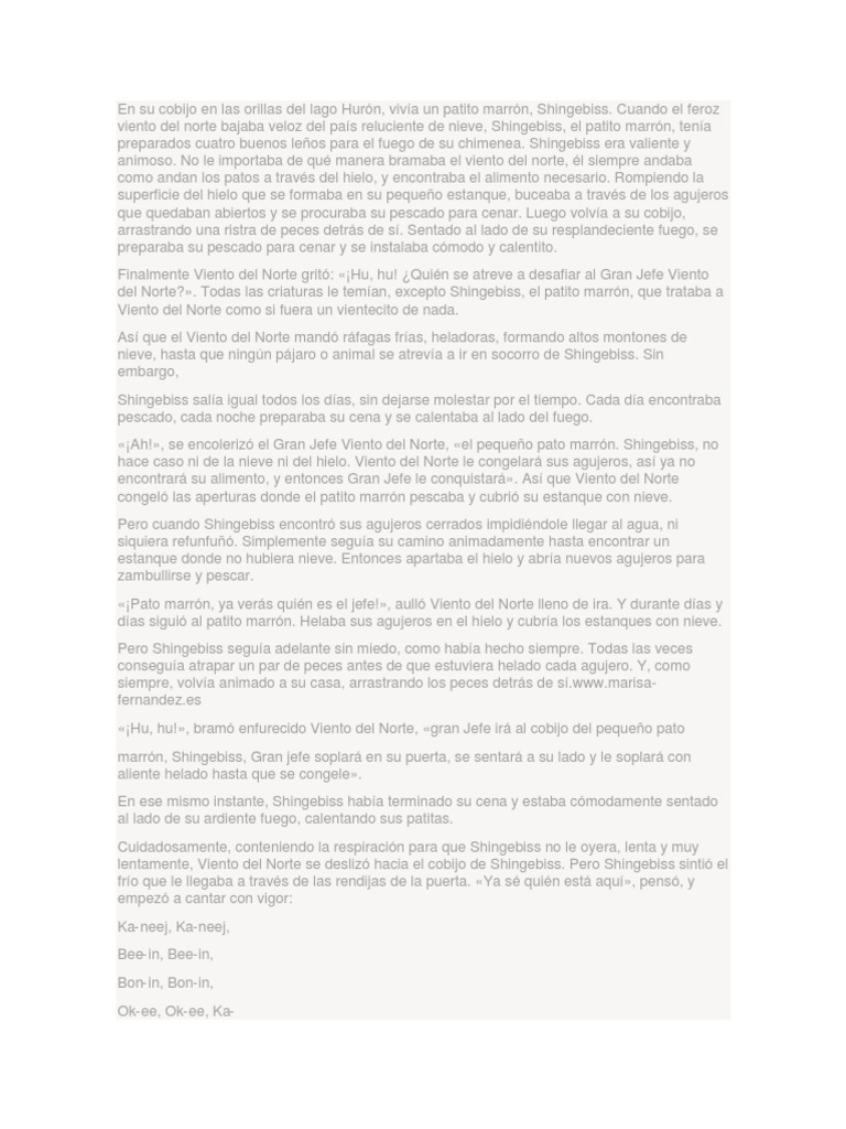 Shingebiss Cuento | PDF | Naturaleza
