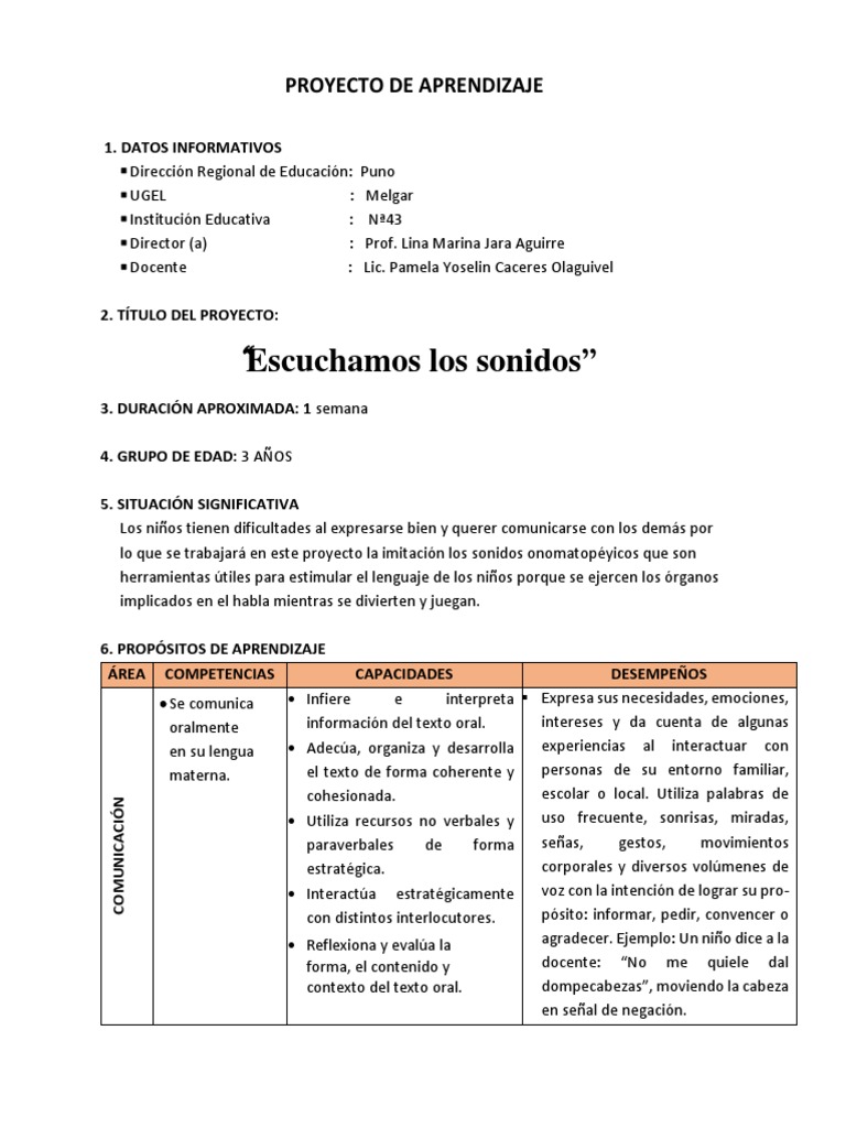 Proyecto de Aprendizaje | PDF | Aprendizaje | Maestros