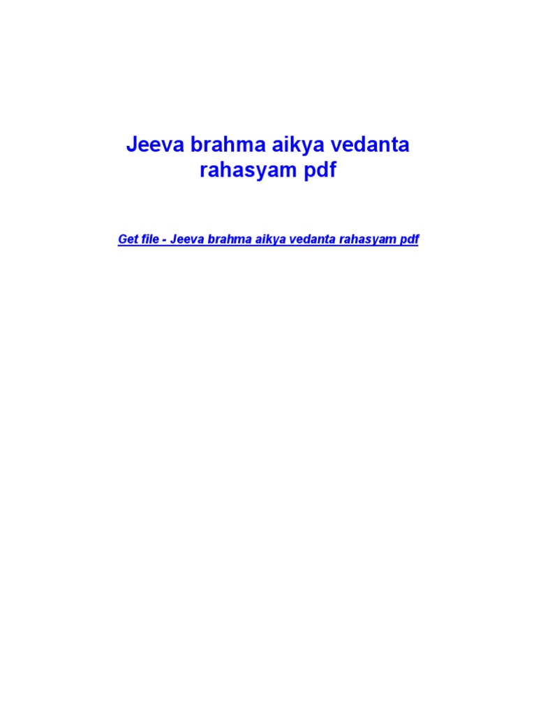 Jeeva Brahma Aikya Vedanta Rahasyam PDF | PDF | Microsoft Windows | Personal Computers