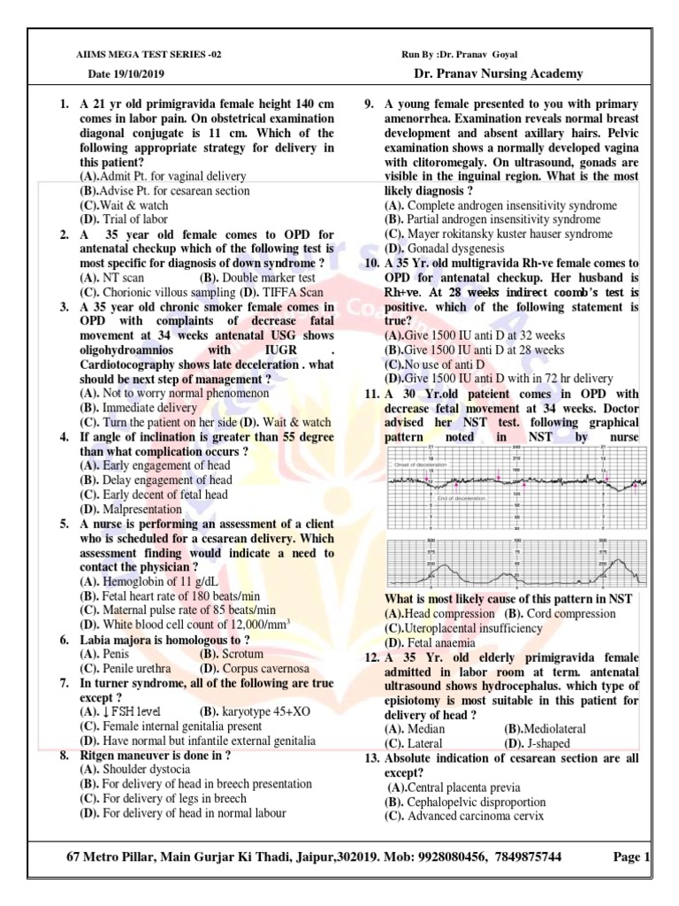 AIIMS Mega Test Series-02 PDF | PDF | Childbirth | Electrocardiography