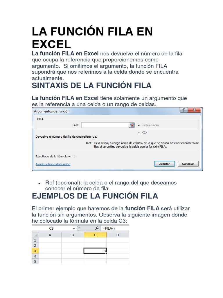 La Función Fila en Excel Matricial | PDF | Matriz (Matemáticas ...