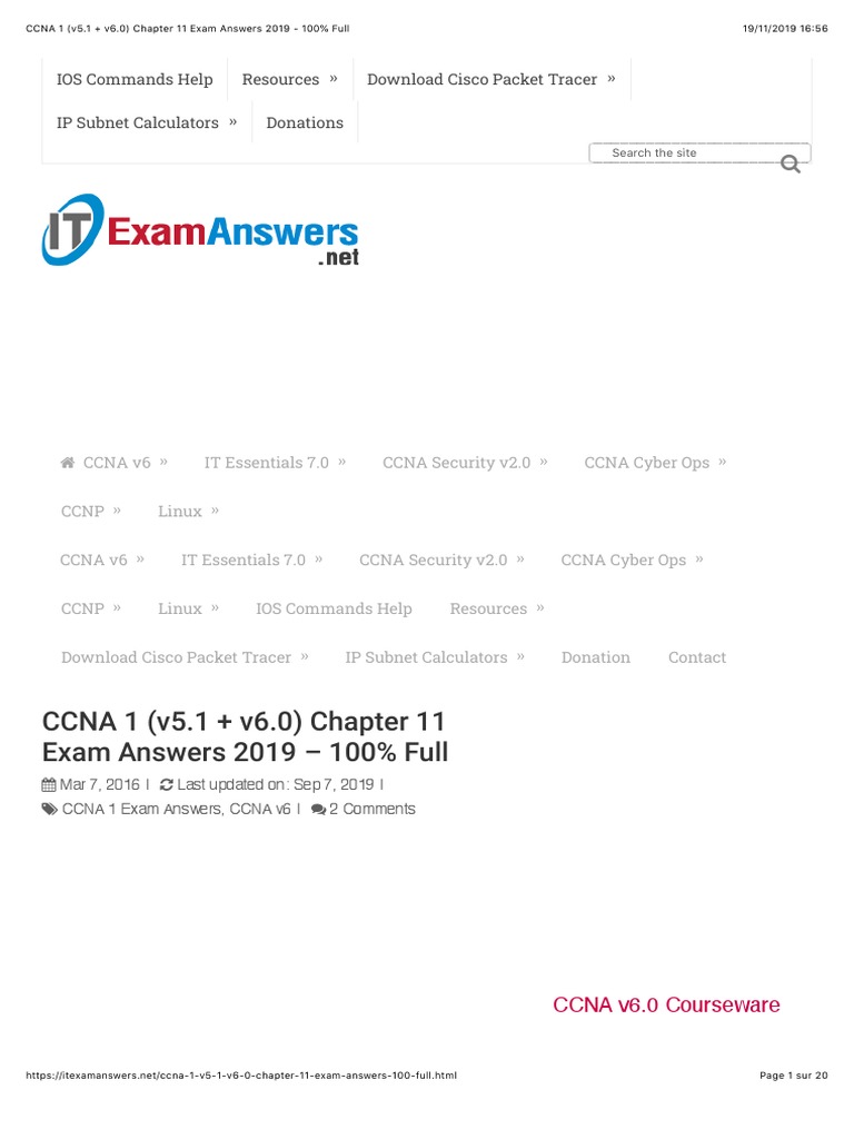 CCNA 1 (v5.1 + v6.0) Chapter 11 Exam Answers 2019 - 100% Full | Download Free PDF | Wireless Lan ...