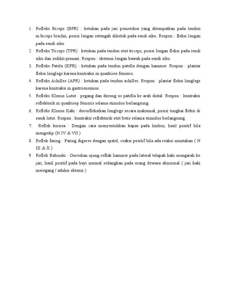 Macam-Macam Refleks | PDF