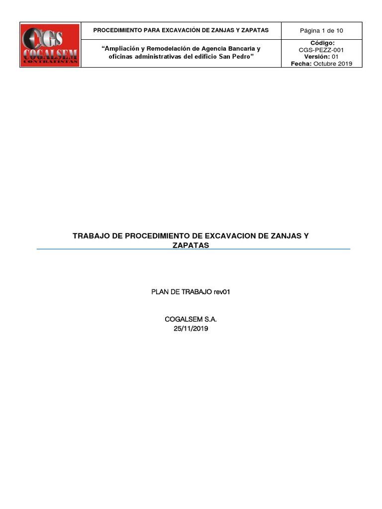 Procedimiento para Excavaciones | PDF | Excavación (Arqueología ...