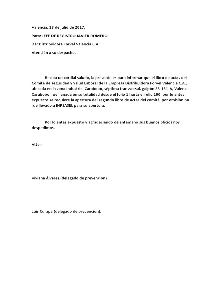 Carta Inpsasel | PDF