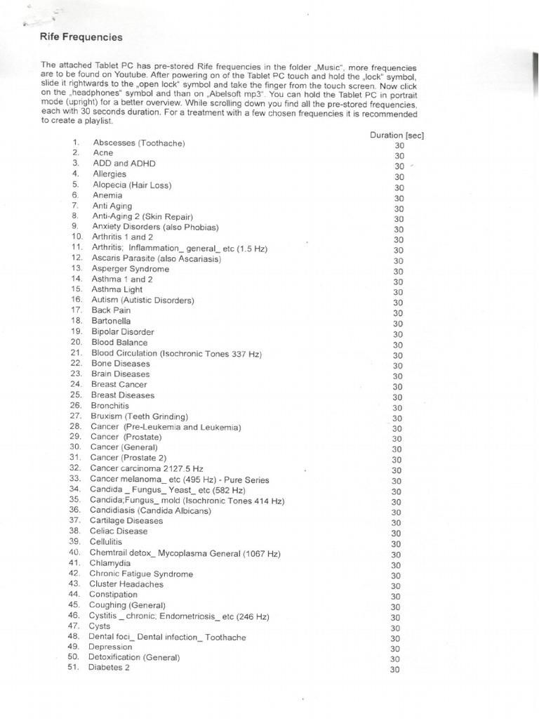 Rife Frequencies | PDF