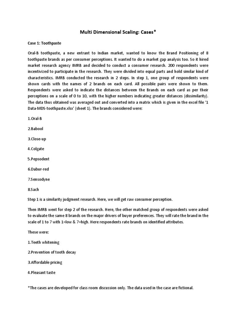 Case On MDS | PDF | Brand | Perception