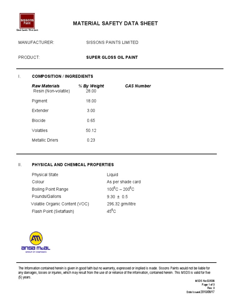 Emulson Paint MSDS PDF Personal Protective Equipment, 56% OFF