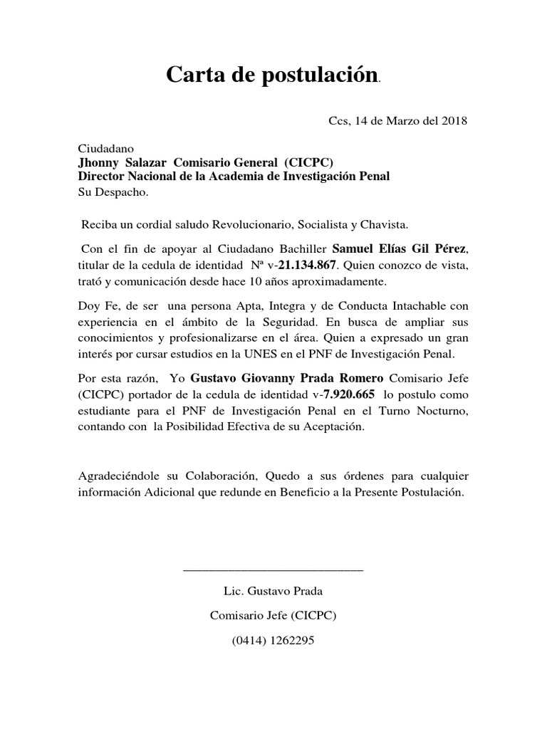 Carta de Postulación | PDF