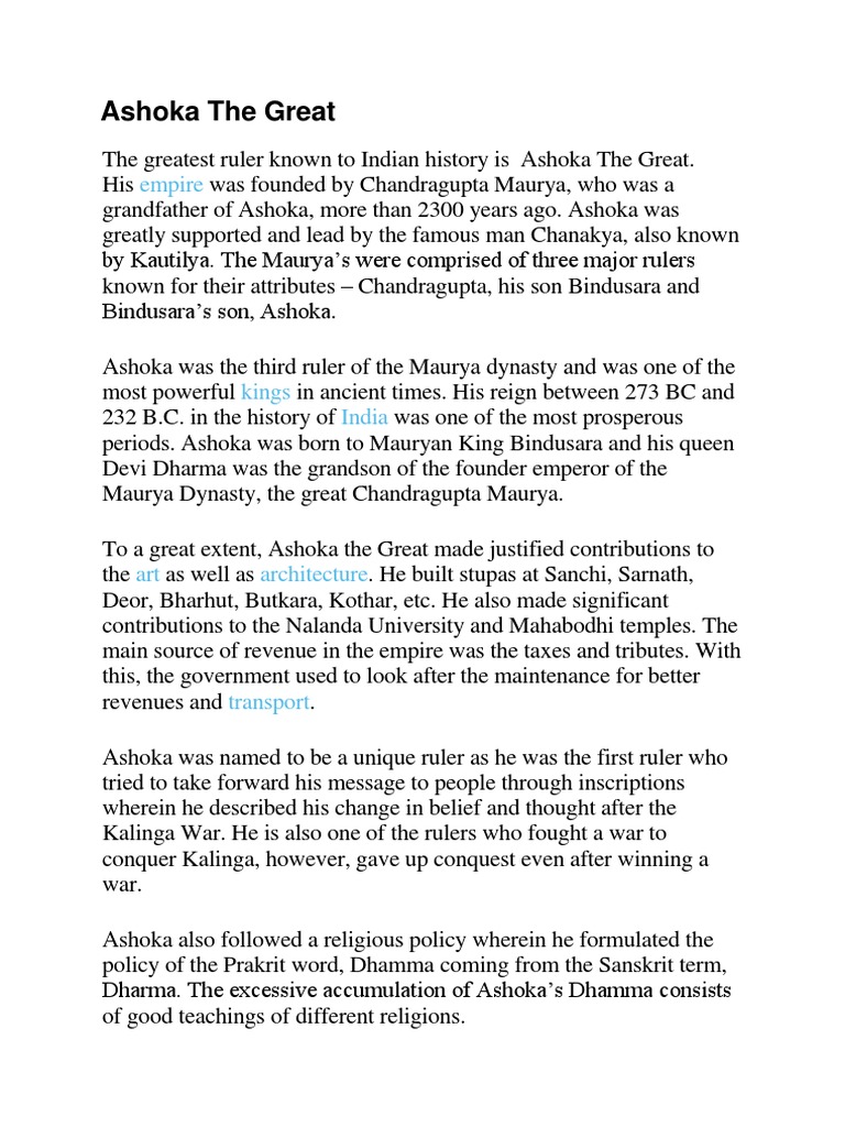 Ashoka The Great Emperor Indian King | PDF | Ashoka | Jainism