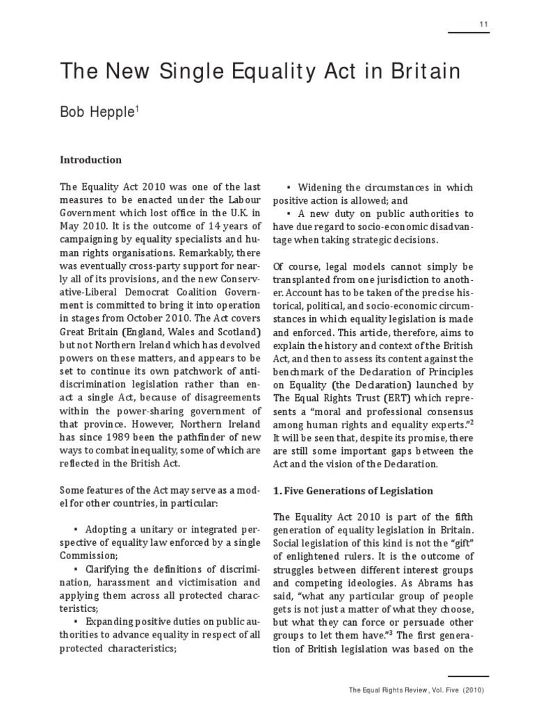 Overview of the Equality Act 2010 | PDF | Discrimination | Harassment