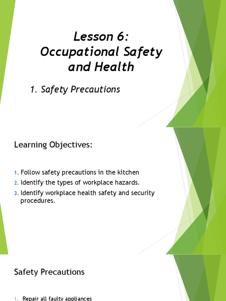 Lesson 6 Occupational Safety and Health | PDF | Occupational Safety And ...