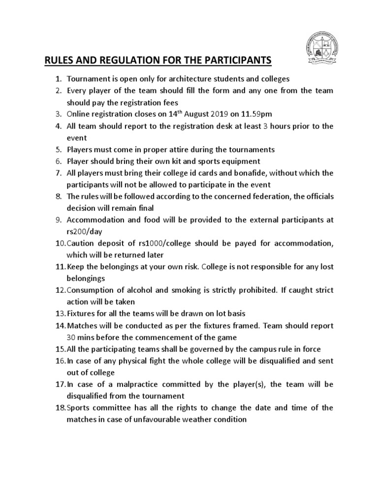 Sports Tournament Rules for Students | PDF | Referee | Games Of ...
