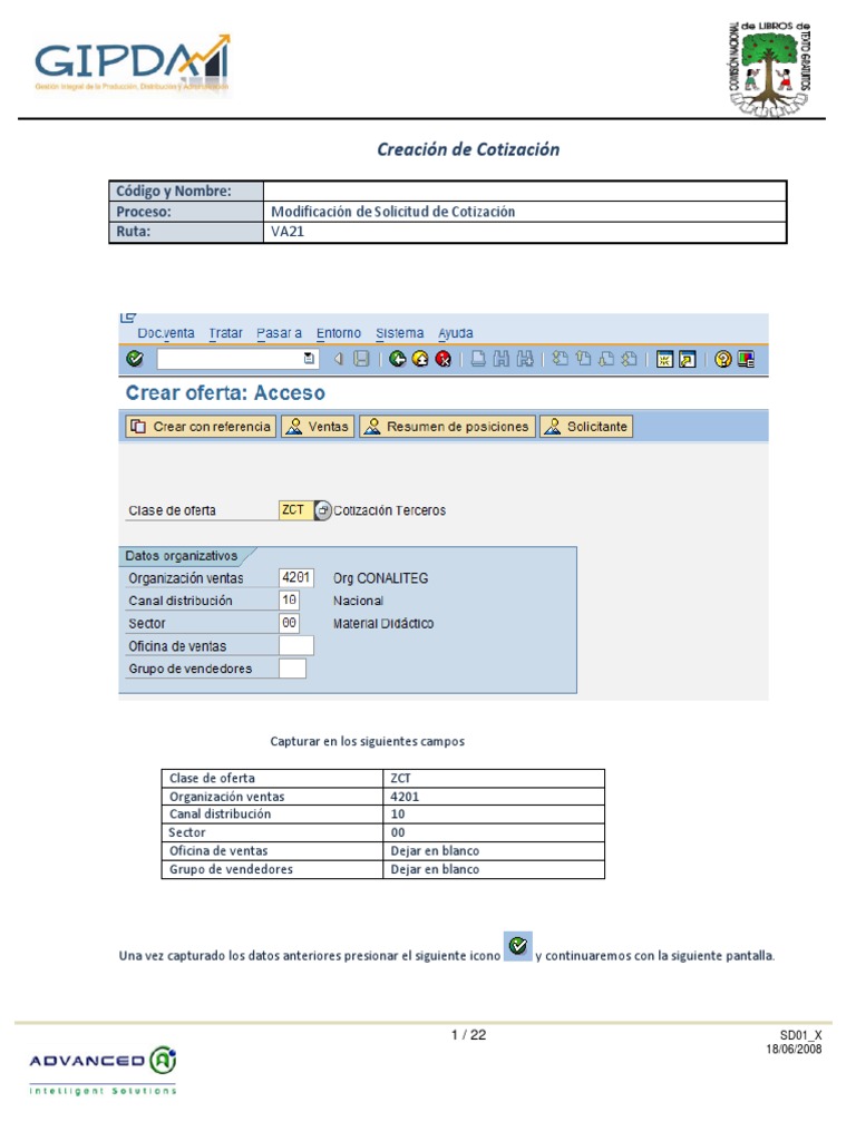 Manual SD Sap Va21 Creacion de Cotizacion | PDF | Impresora ...