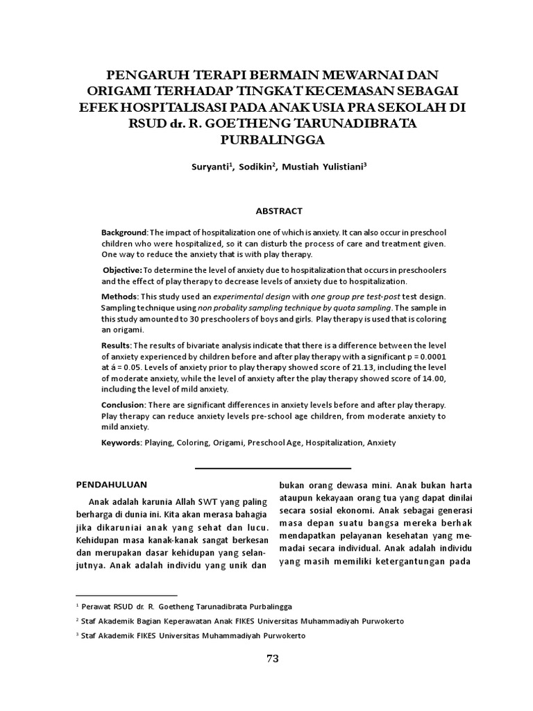 Jurnal Hospitalisasi Pada Anak | PDF | Behavioural Sciences | Human Development