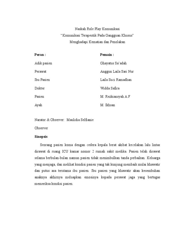 Naskah Role Play Komunikasi | PDF