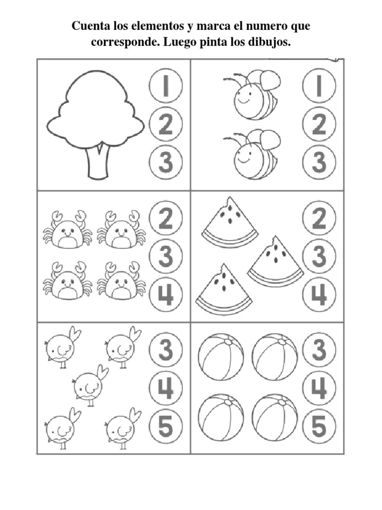 Cuenta Los Elementos y Marca El Numero Que Corresponde | PDF