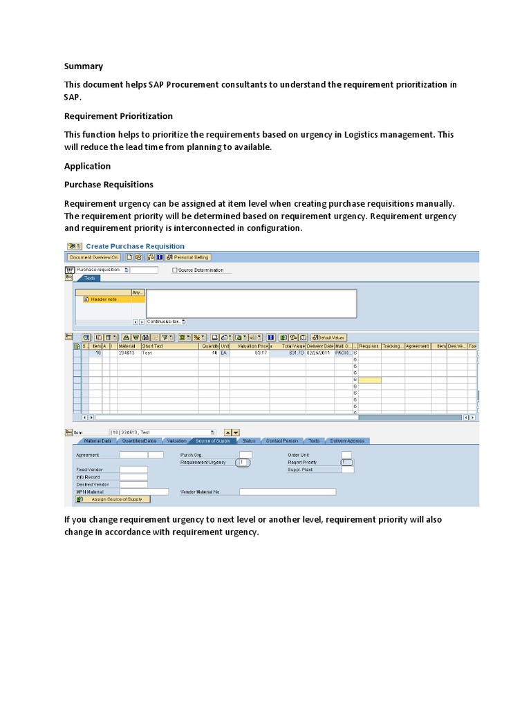 Requirment Priority SAP MM | PDF | Supply Chain Management | Computing