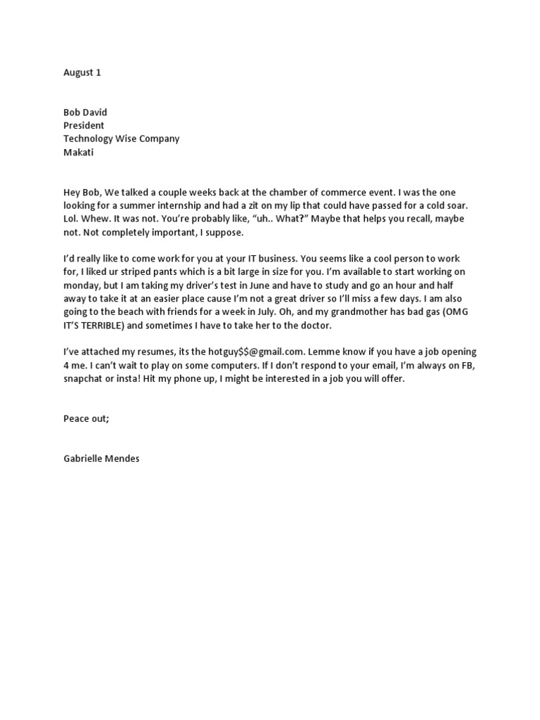 Bad Example of A Business Letter | PDF