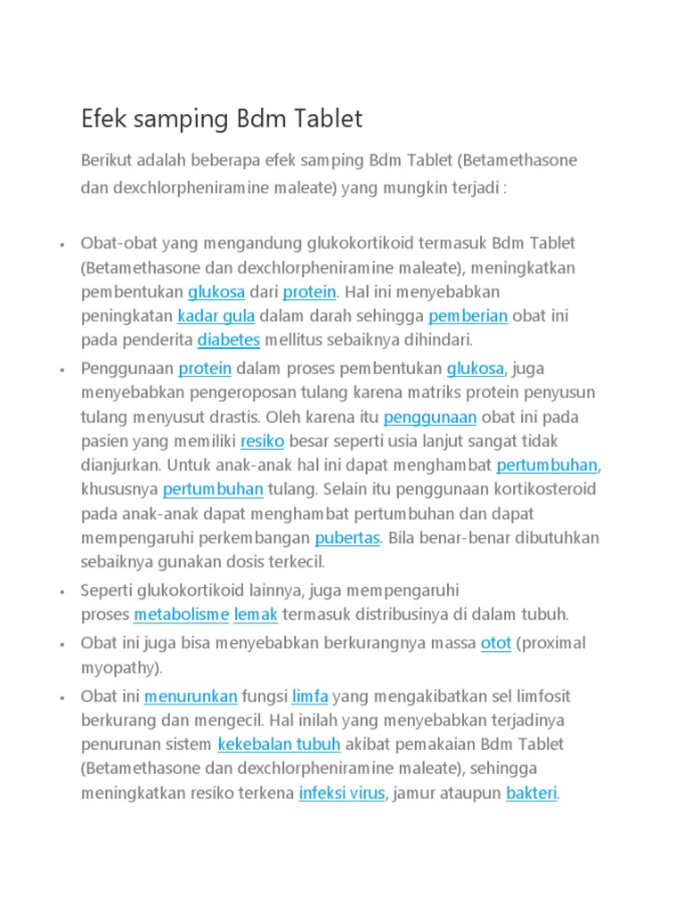Efek Samping BDM Tablet | PDF | Pengembangan Diri | Sains & Matematika