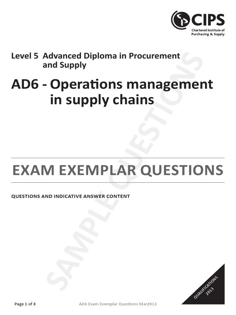 Operations Management Exam Sample Questions | PDF | Operations ...