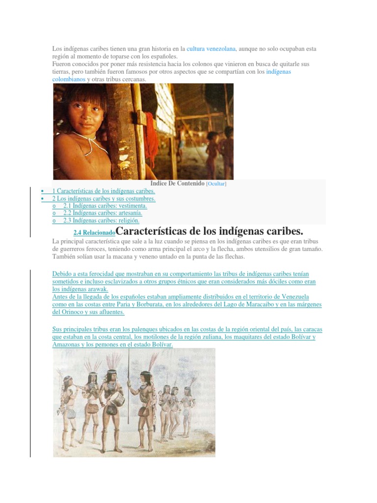 Los Indígenas Caribes Tienen Una Gran Historia en La | PDF | Venezuela ...