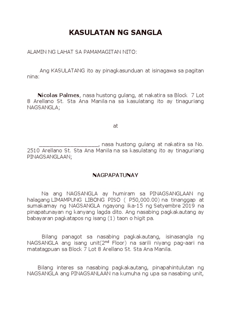 Draft Kasulatan NG Sangla | PDF