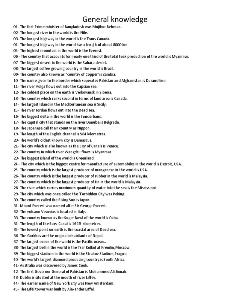 General Knowledge | PDF | Umar | Muhammad