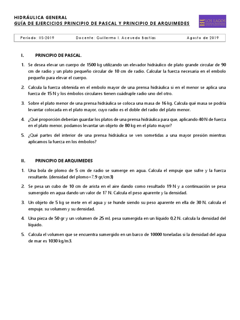 Ejercicios Principio de Pascal | PDF