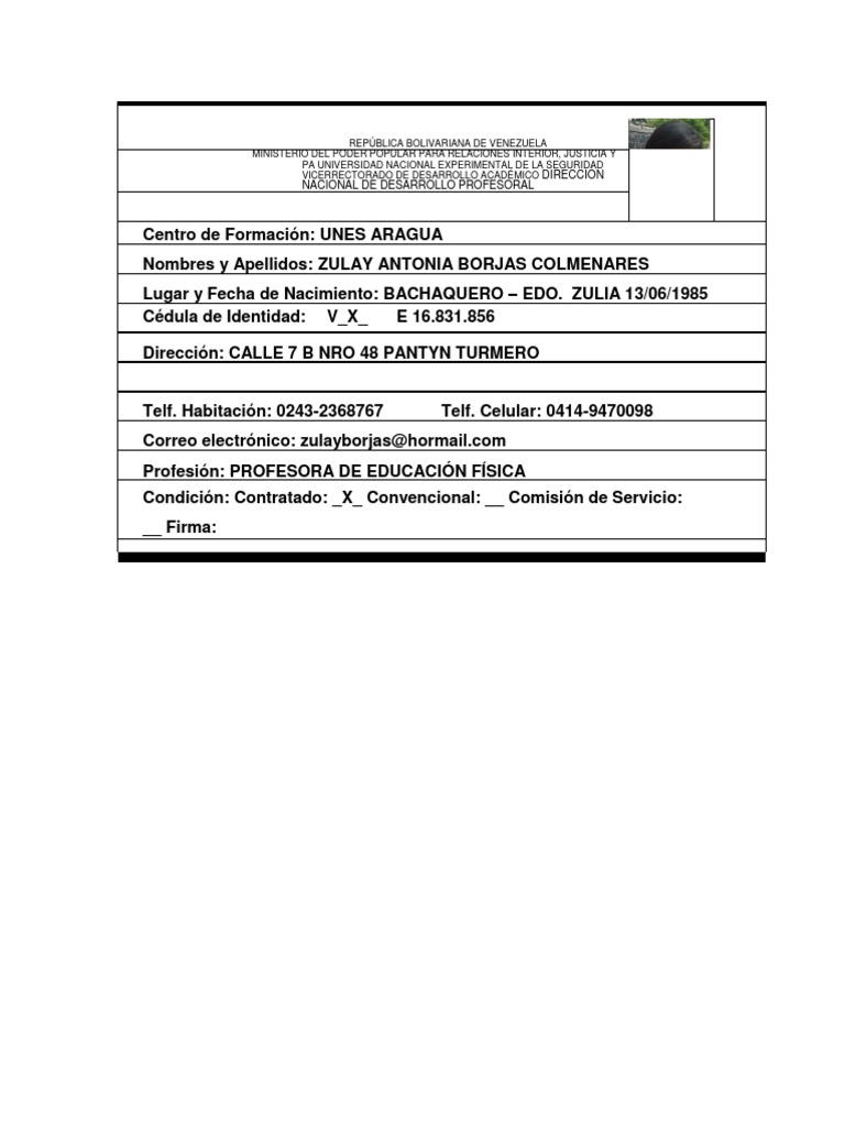 Datos de Zulay Marcano | PDF