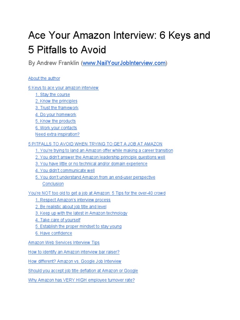 How To Ace Your Amazon Interview | PDF | Job Interview | Amazon Web ...