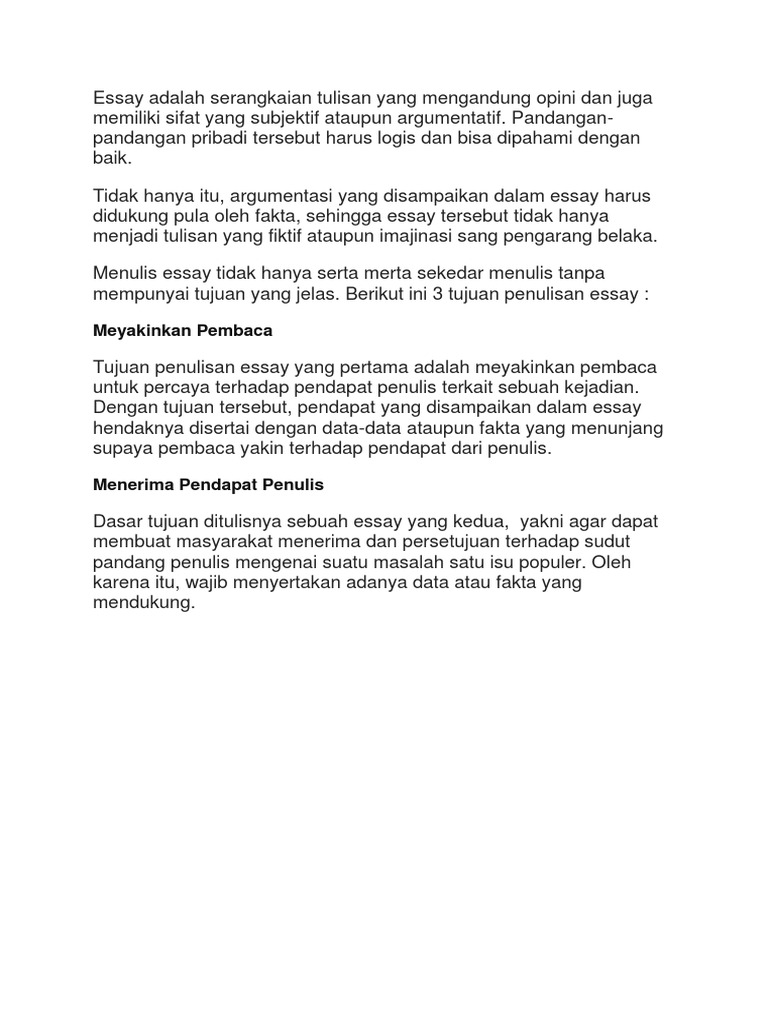 Contoh Struktur dan Jenis Essay | PDF | Fiksi Umum